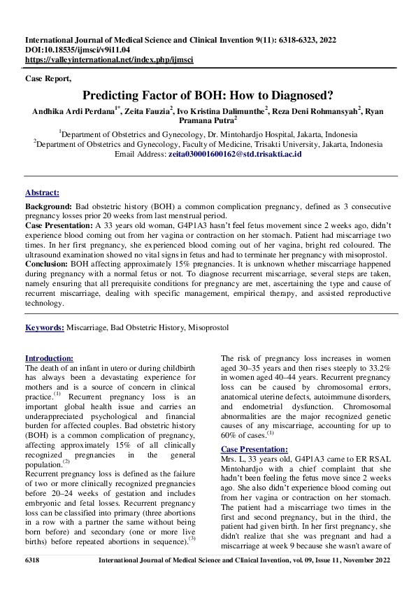 (PDF) Predicting Factor of BOH: How to Diagnosed?