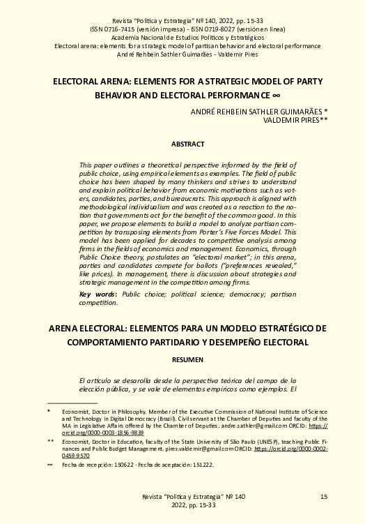 (PDF) Electoral Arena: Elements for a Strategic Model of Party Behavior ...