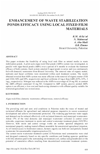 (PDF) Enhancement of waste stabilization ponds efficacy using local ...
