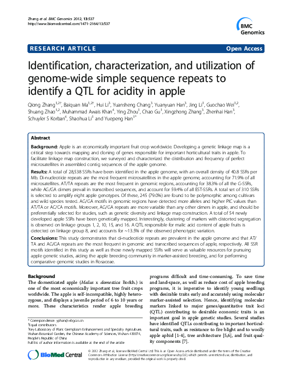 (PDF) Identification, characterization, and utilization of genome-wide ...