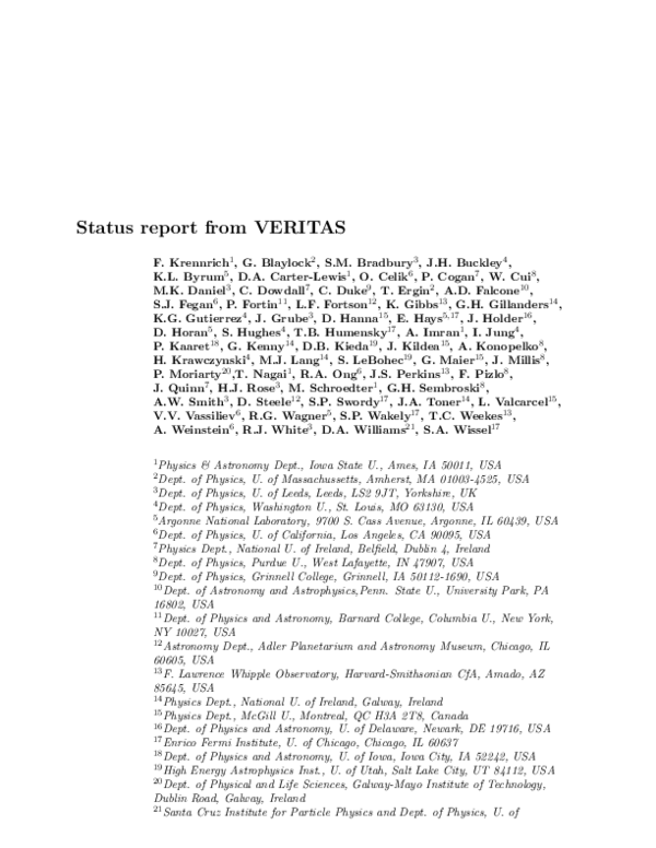 (PDF) Status report from VERITAS