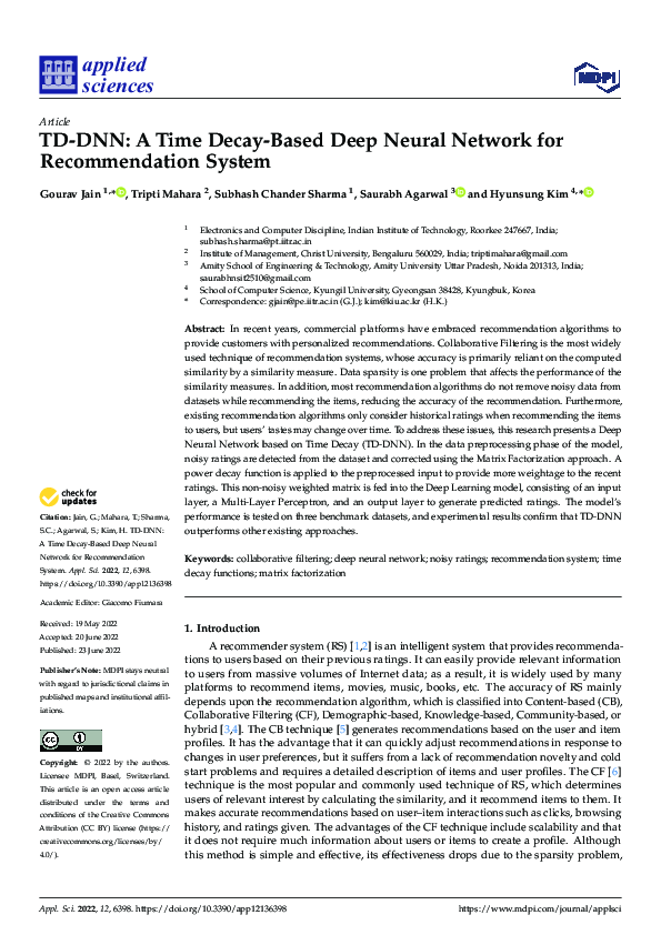 (PDF) TD-DNN: A Time Decay-Based Deep Neural Network for Recommendation ...