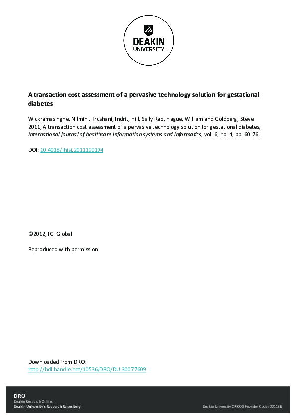 (PDF) A Transaction Cost Assessment of a Pervasive Technology Solution ...