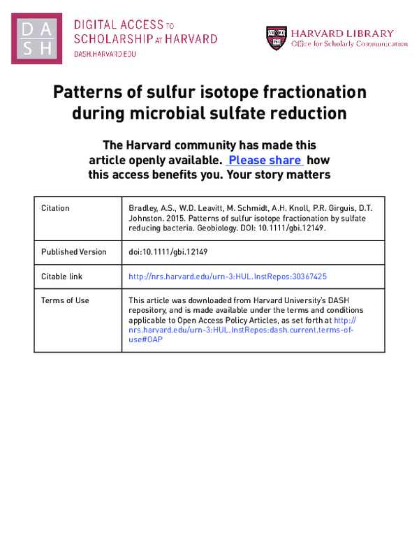 (PDF) Patterns of sulfur isotope fractionation during microbial sulfate ...