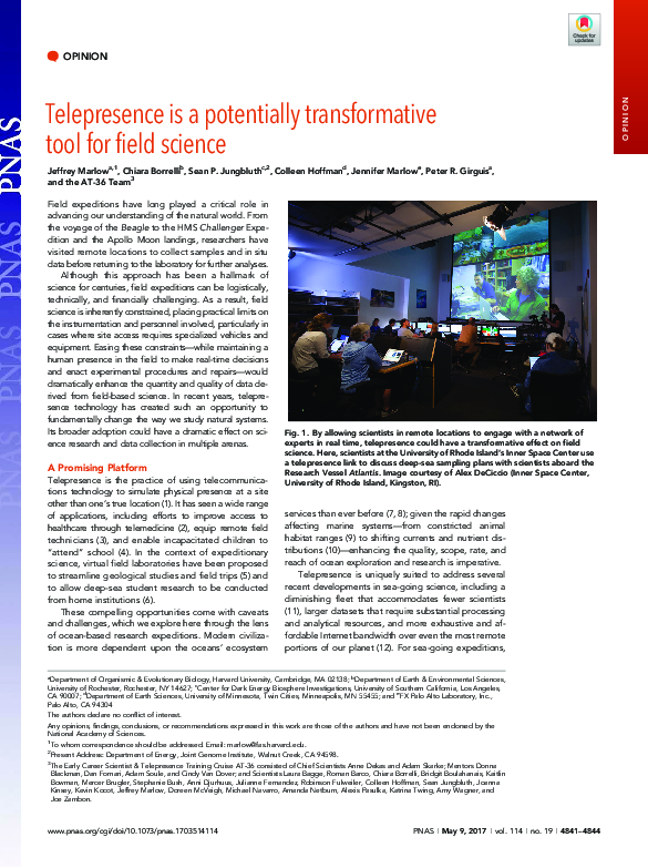 (PDF) Telepresence is a potentially transformative tool for field science