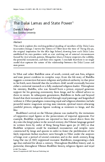 (PDF) The Dalai Lamas and State Power