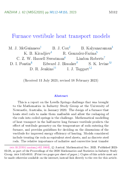 (PDF) Furnace vestibule heat transport models