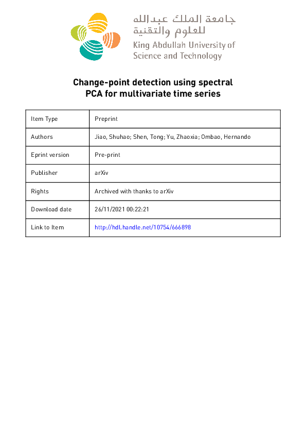(PDF) Change-point detection using spectral PCA for multivariate time series