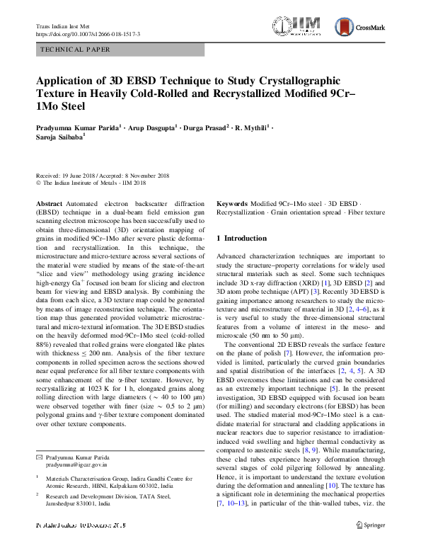 (PDF) Application of 3D EBSD Technique to Study Crystallographic ...