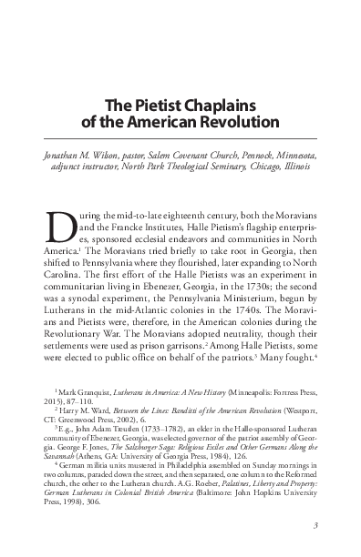 (PDF) The Pietist Chaplains of the American Revolution