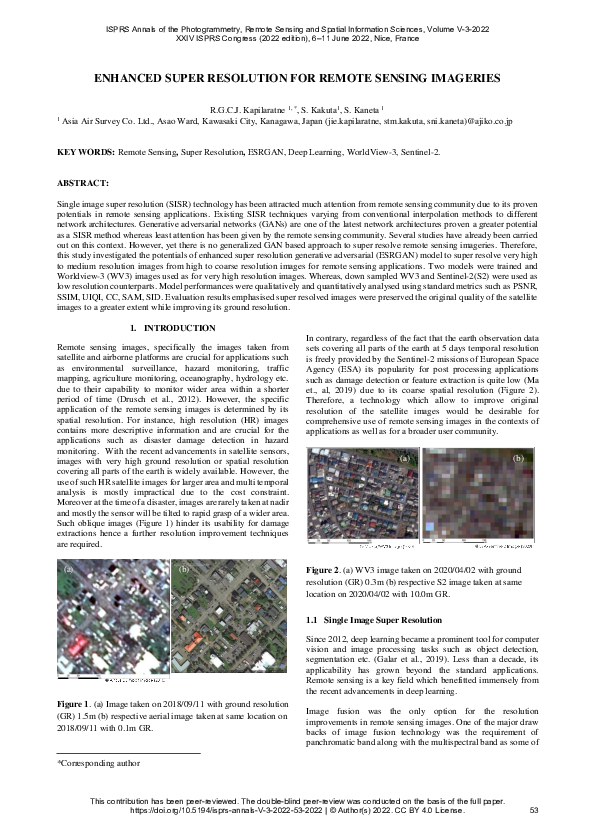 (PDF) Enhanced Super Resolution for Remote Sensing Imageries