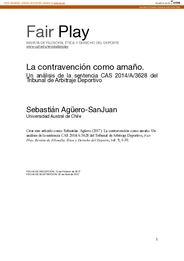 (PDF) La contravención como amaño