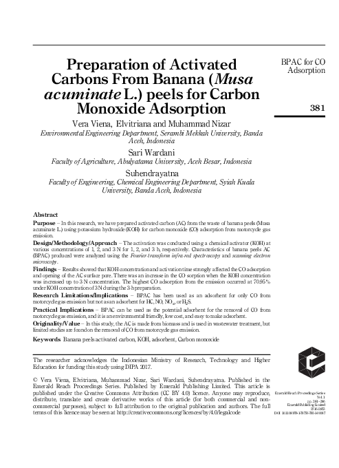 (PDF) Preparation of Activated Carbon From Banana (Musa acuminate L.) peels for Carbon Monoxide ...
