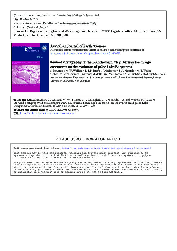(PDF) Revised stratigraphy of the Blanchetown Clay, Murray Basin: age ...