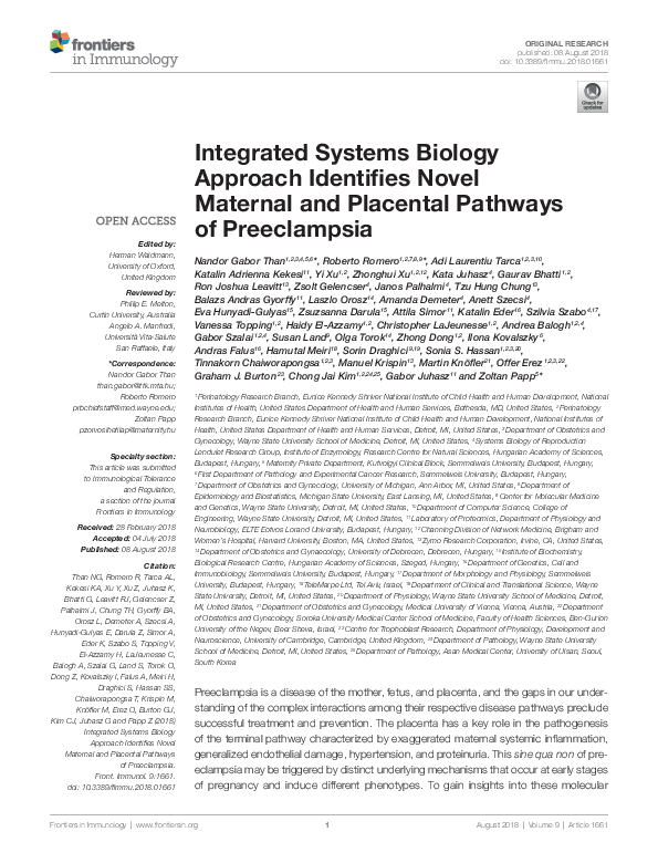(PDF) Integrated Systems Biology Approach Identifies Novel Maternal and ...
