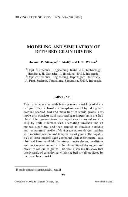 (PDF) Modeling and Simulation of Deep-Bed Grain Dryers