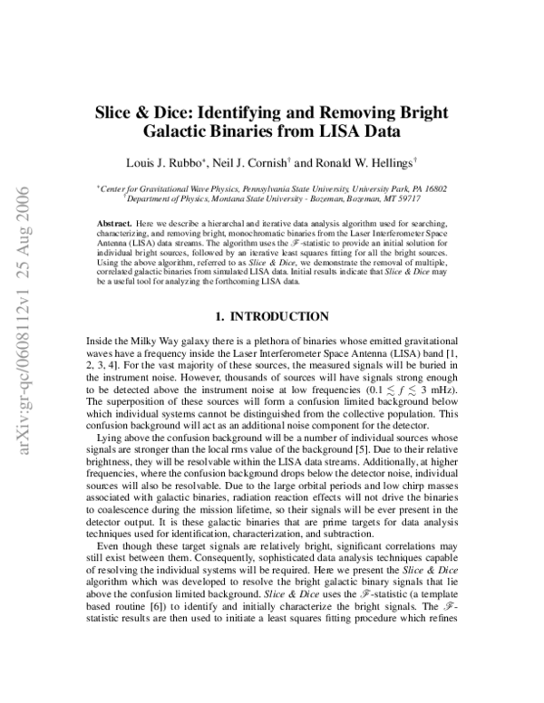 (PDF) Slice Dice: Identifying and Removing Bright Galactic Binaries ...