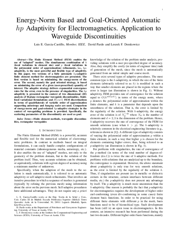 (PDF) Energy-Norm-Based and Goal-Oriented Automatic $hp$ Adaptivity for Electromagnetics ...