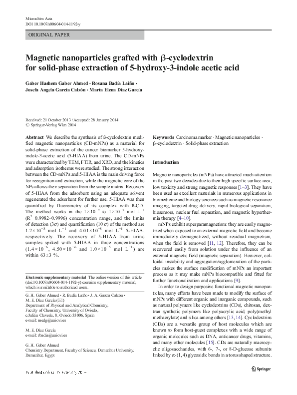 (PDF) Magnetic nanoparticles grafted with β-cyclodextrin for solid ...