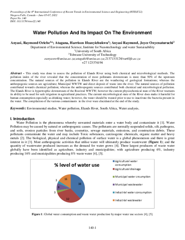 (PDF) Water Pollution and Its Impact on the Environment