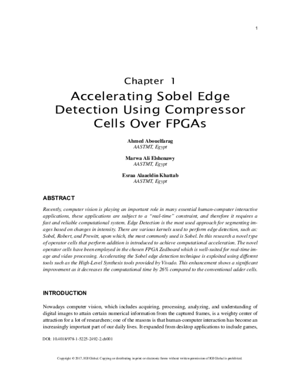 (PDF) Accelerating Sobel Edge Detection Using Compressor Cells Over FPGAs