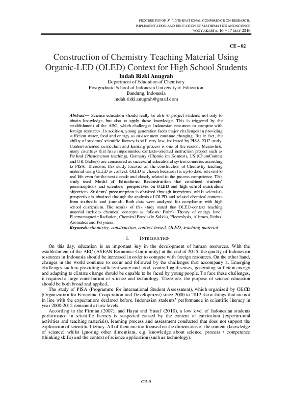 (PDF) Construction of Chemistry Teaching Material Using Organic-LED ...