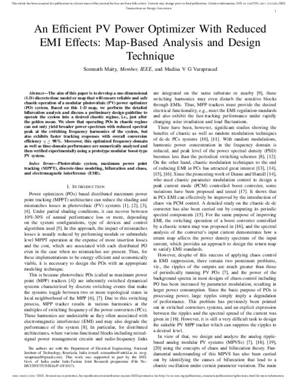 (PDF) An Efficient PV Power Optimizer With Reduced EMI Effects: Map ...
