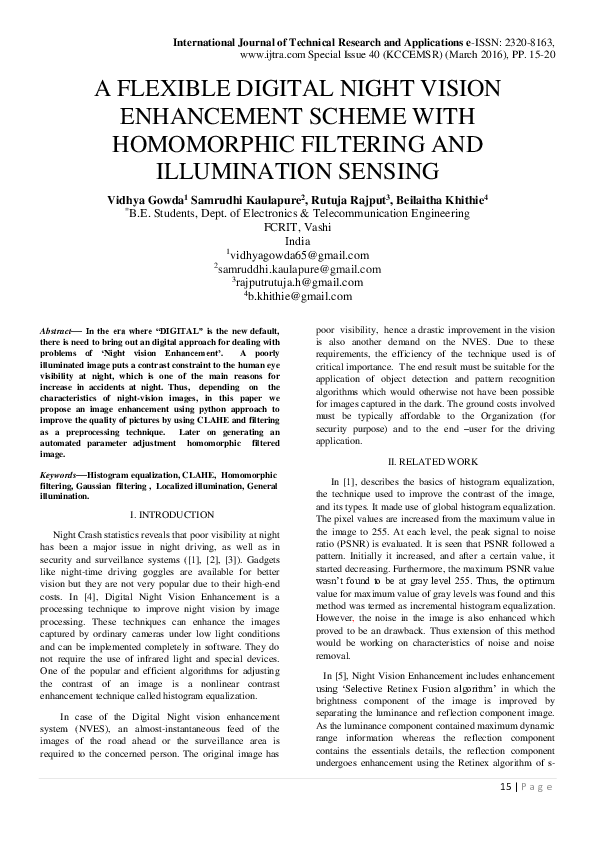 (PDF) A Flexible Digital Night Vision Enhancement Scheme with ...
