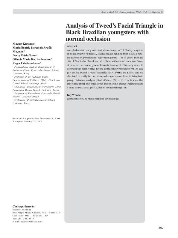 (PDF) Analysis of tweed’s facial Triangle in black brazilian youngsters ...