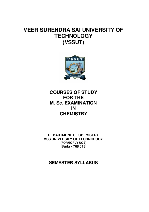 (PDF) VEER SURENDRA SAI UNIVERSITY OF TECHNOLOGY (VSSUT) COURSES OF ...