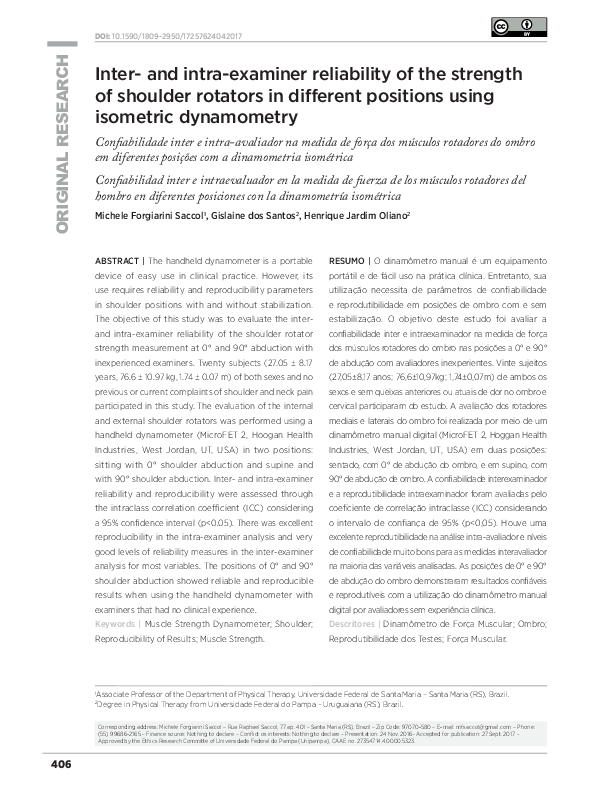 (PDF) Inter- and intra-examiner reliability of the strength of shoulder ...