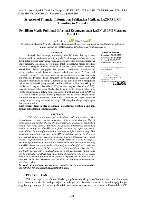 (PDF) Pemilihan Media Publikasi Informasi Keuangan pada LAZNAS LMI Menurut Muzakki