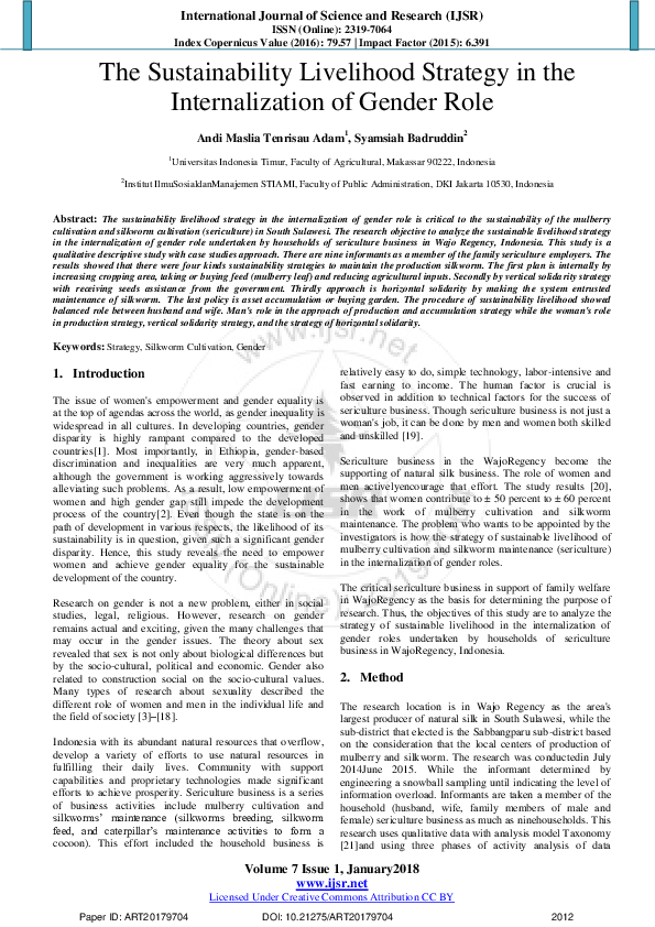 (PDF) The Sustainability Livelihood Strategy in the Internalization of ...