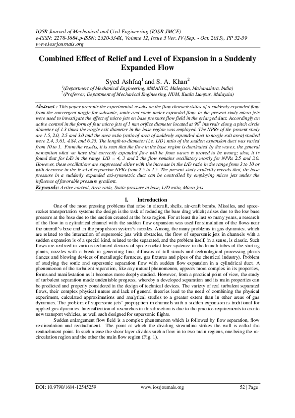 (PDF) Nozzle Expansion Level Effect on Suddenly Expanded Flow