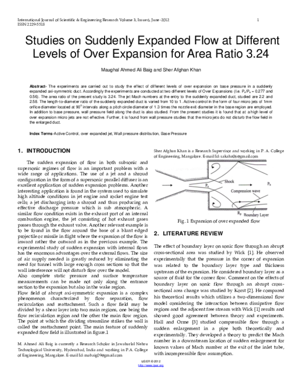 (PDF) Studies on Suddenly Expanded Flow at Different Levels of Over ...