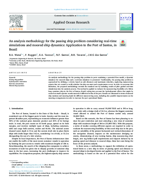 Pdf An Analysis Methodology For The Passing Ship Problem Considering Real Time Simulations And