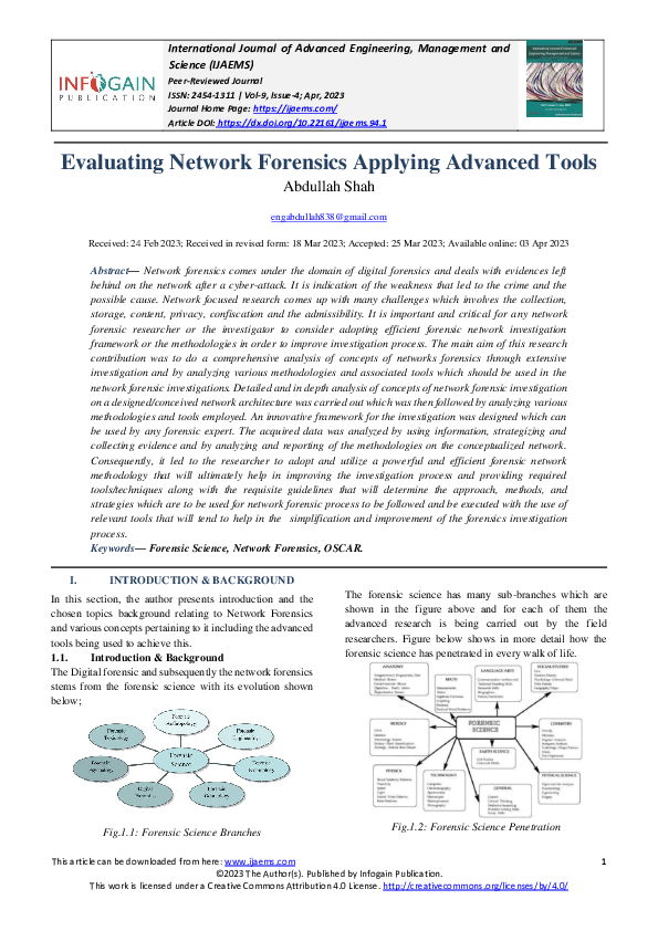 (PDF) Evaluating Network Forensics Applying Advanced Tools