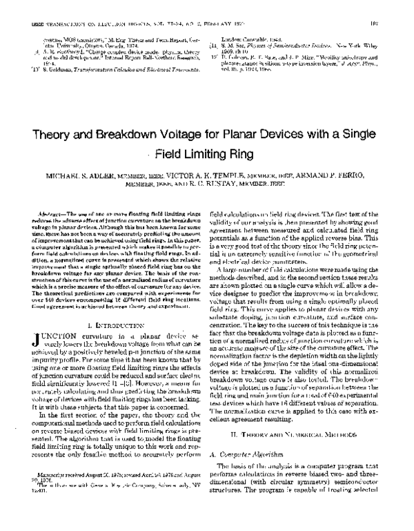 (PDF) Theory and breakdown voltage for planar devices with a single ...