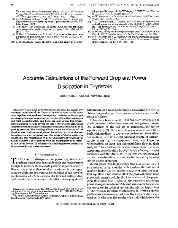(PDF) Accurate calculations of the forward drop and power dissipation ...
