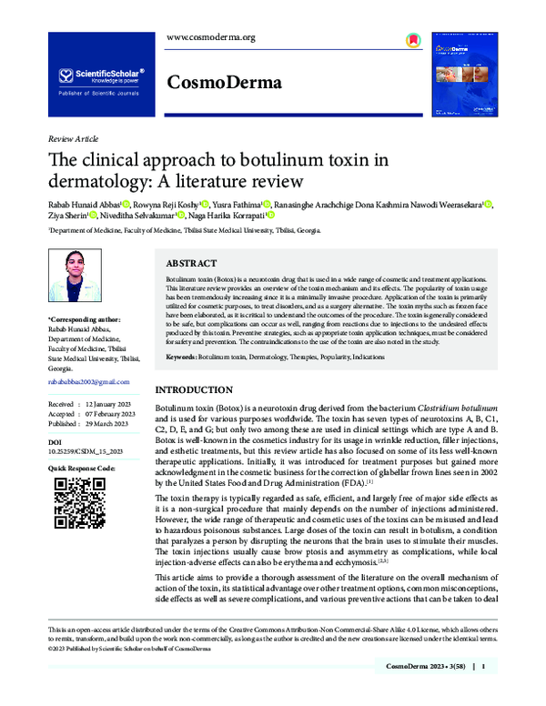 (PDF) e clinical approach to botulinum toxin in dermatology: A ...