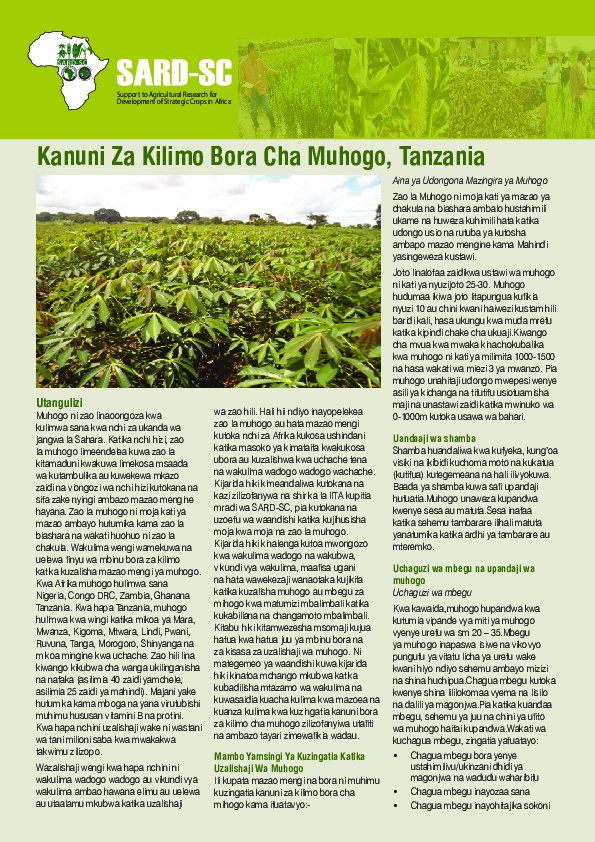 (PDF) Kanuni za kilimo bora cha muhogo, Tanzania