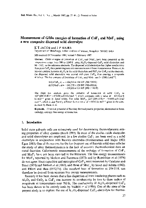 (PDF) Measurement of Gibbs energies of formation of CoF2 and MnF2 using ...