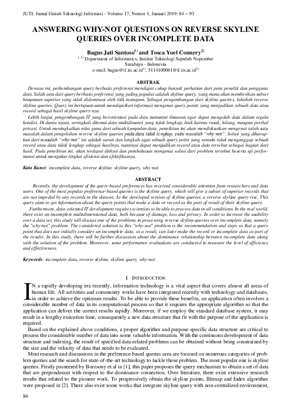 Pdf Answering Why Not Questions On Reverse Skyline Queries Over Incomplete Data