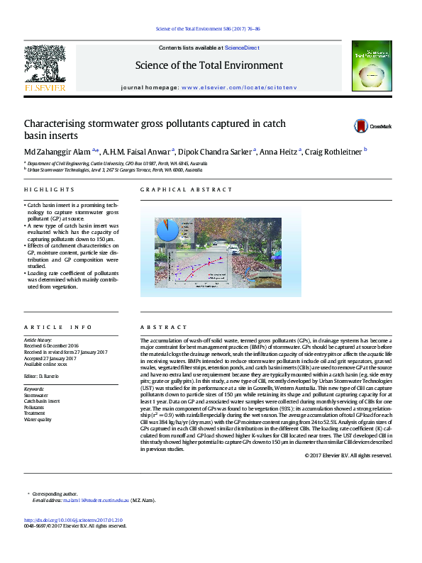 (PDF) Characterising stormwater gross pollutants captured in catch ...