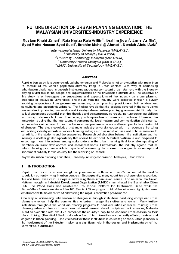 (PDF) Future Direction of Urban Planning Education: The Malaysian ...