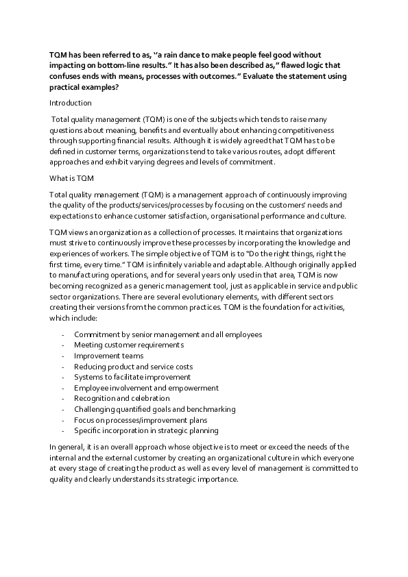 (DOC) Total Quality Management