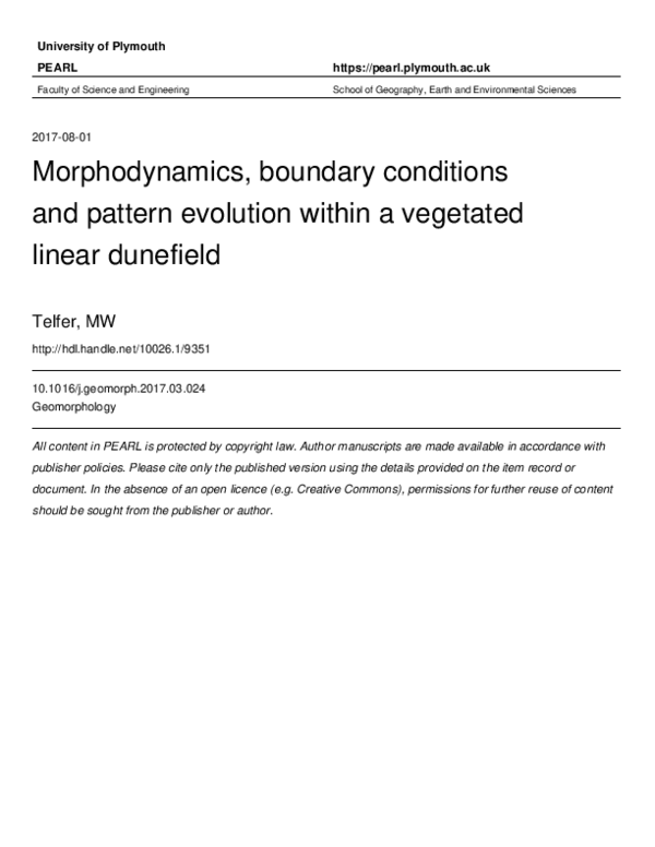 (PDF) Morphodynamics, boundary conditions and pattern evolution within ...