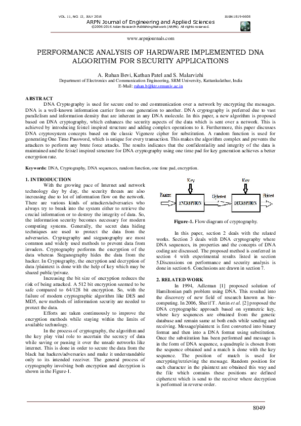 (PDF) Performance Analysis of Hardware Implemented Dna Algorithm for Security Applications