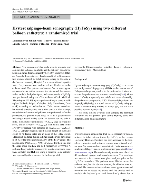 (PDF) Hysterosalpingo-foam sonography (HyFoSy) using two different ...