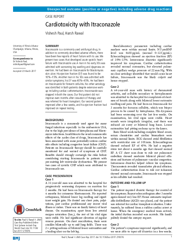(PDF) Cardiotoxicity with Itraconazole